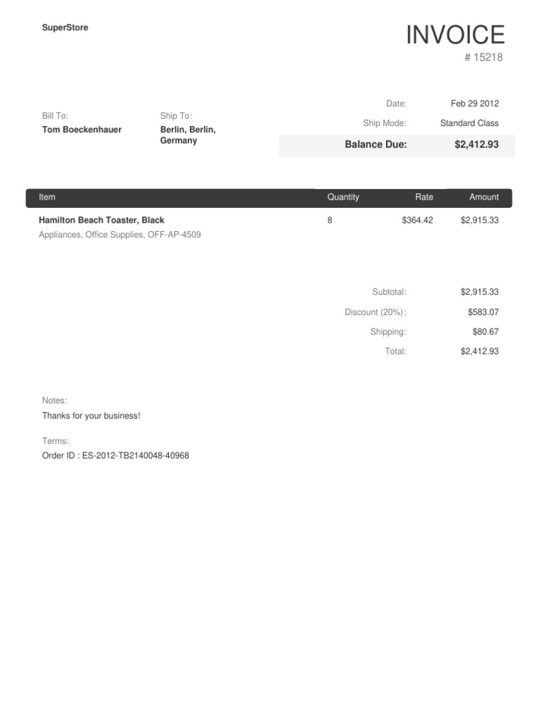 Invoice Tom Boeckenhauer 15218 | PDF