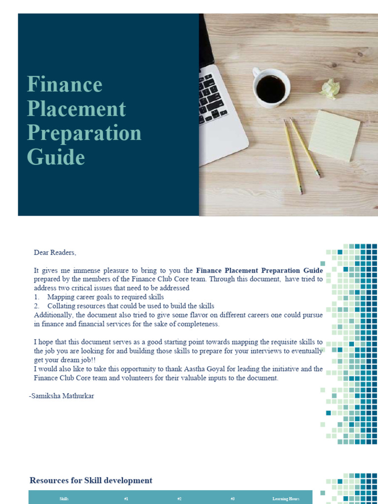 Finance Placement Preparation Guide | PDF | Financial Analyst | Venture ...