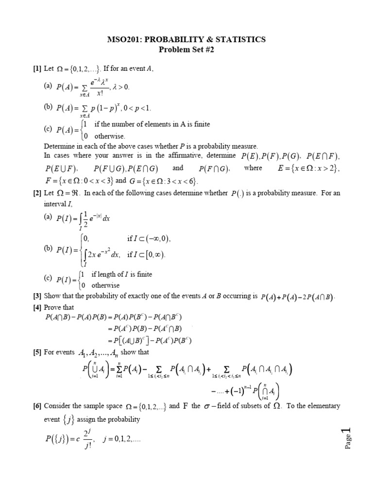 Probability & Statistics Problem Set 2 | PDF