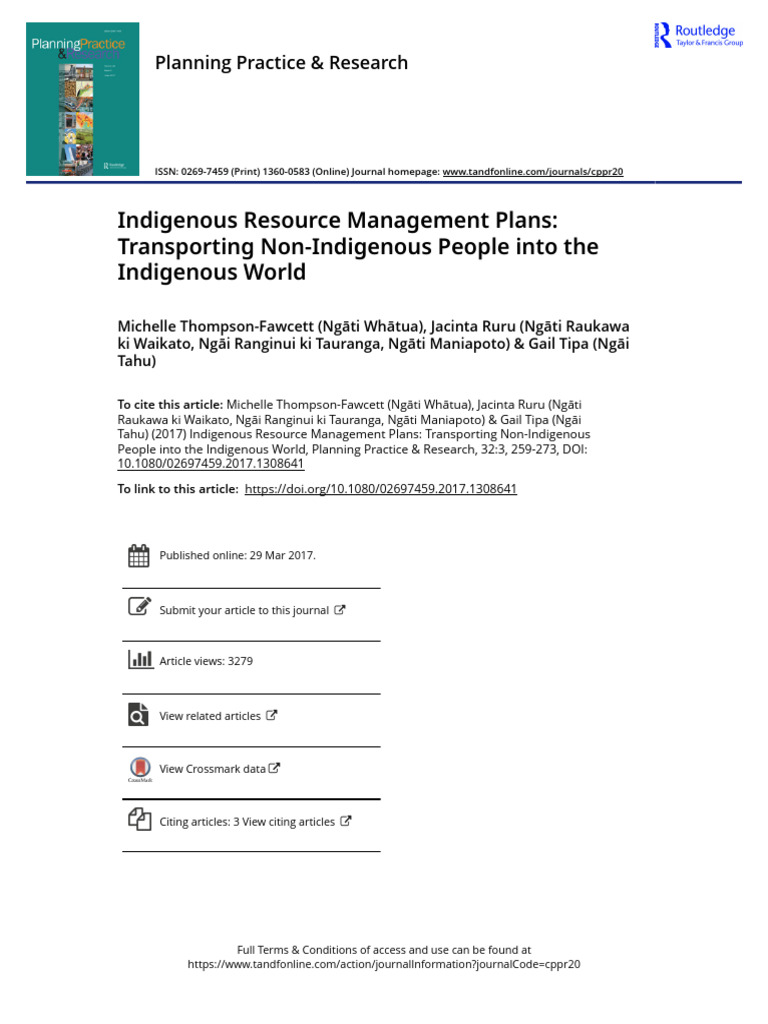 Indigenous Resource Management Plans Transporting Non-Indigenous People ...