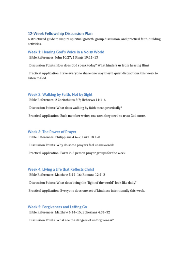 12-Week Spiritual Growth Fellowship Guide | PDF | Bible | Prayer