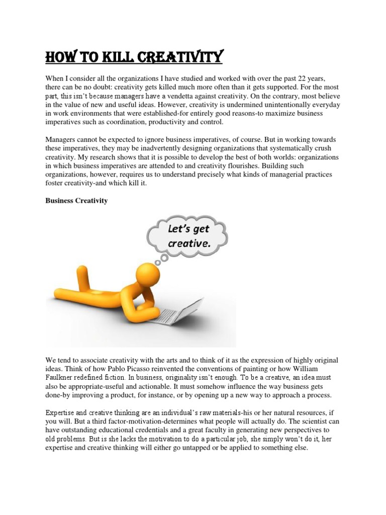 How To Kill Creativity | PDF | Emergence | Leadership