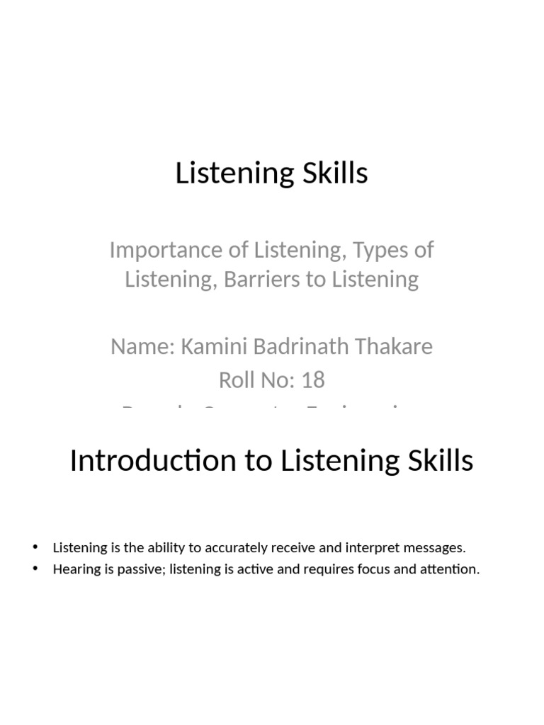 Essential Listening Skills Guide | PDF