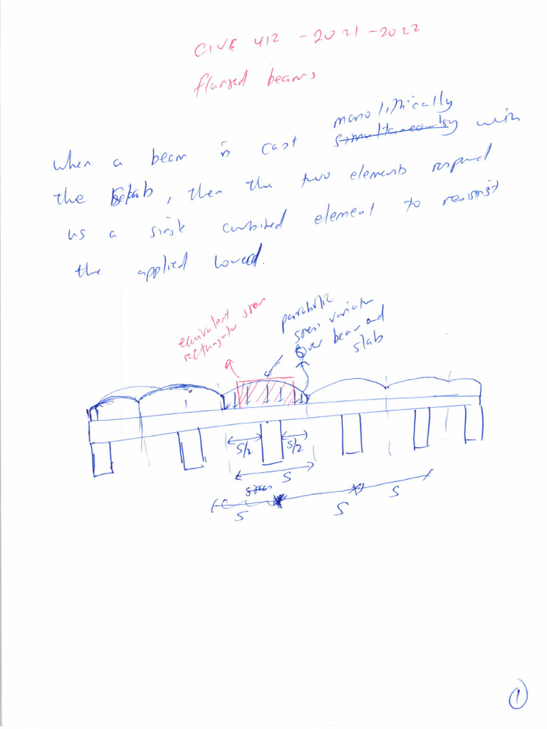 CIVE 412 Flanged Beam Notes With Example | PDF