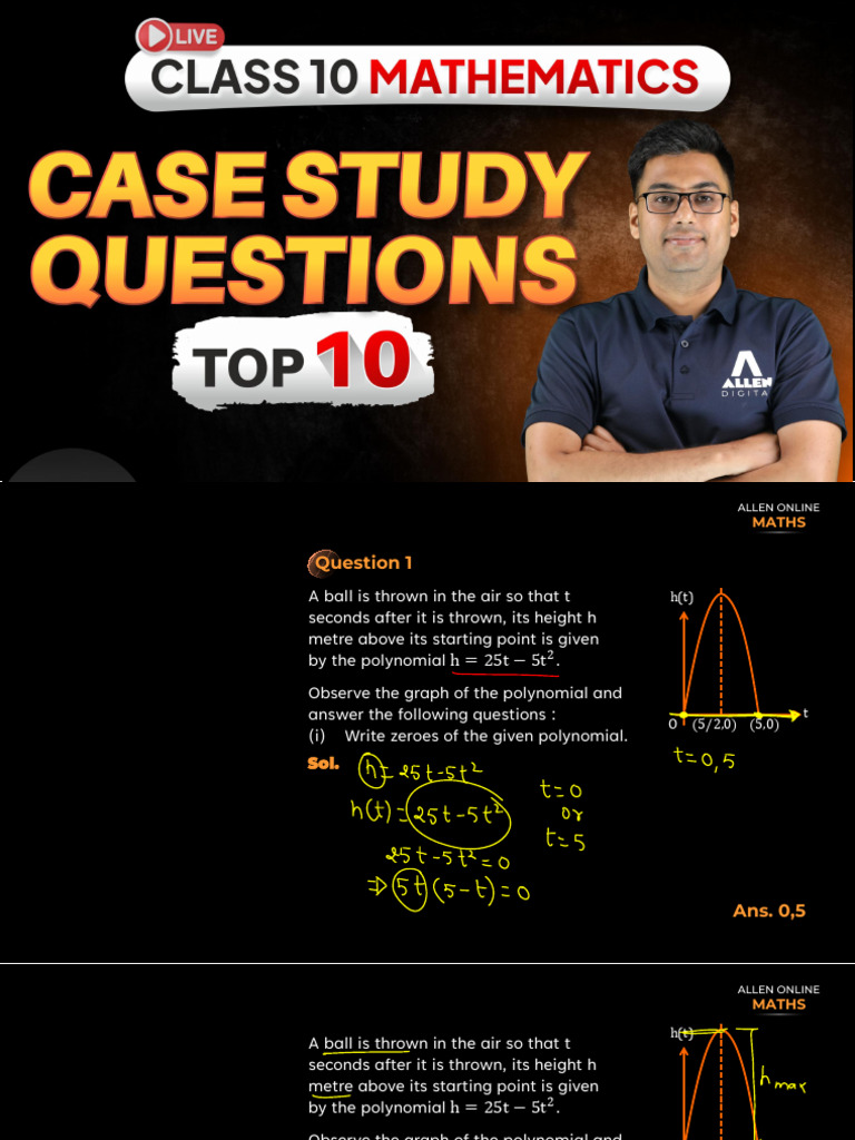 Case Study Question-Maths | PDF | Quadratic Equation | Sphere