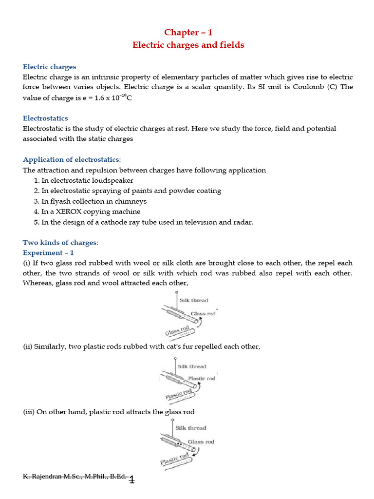 Electric Charges and Electrostatics Explained | PDF | Electric Charge ...