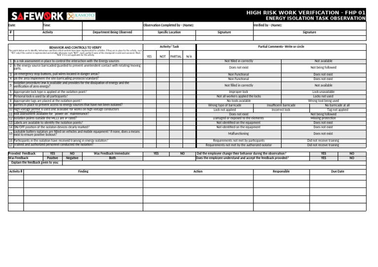 01 - HRWV - Energy Isolation V2 | PDF | Verification And Validation ...