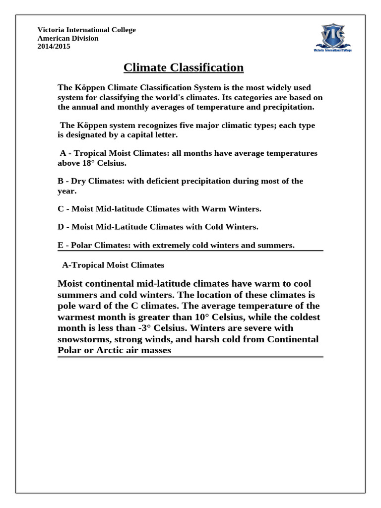 Climate Classification g6 | PDF | Climate | Earth Sciences