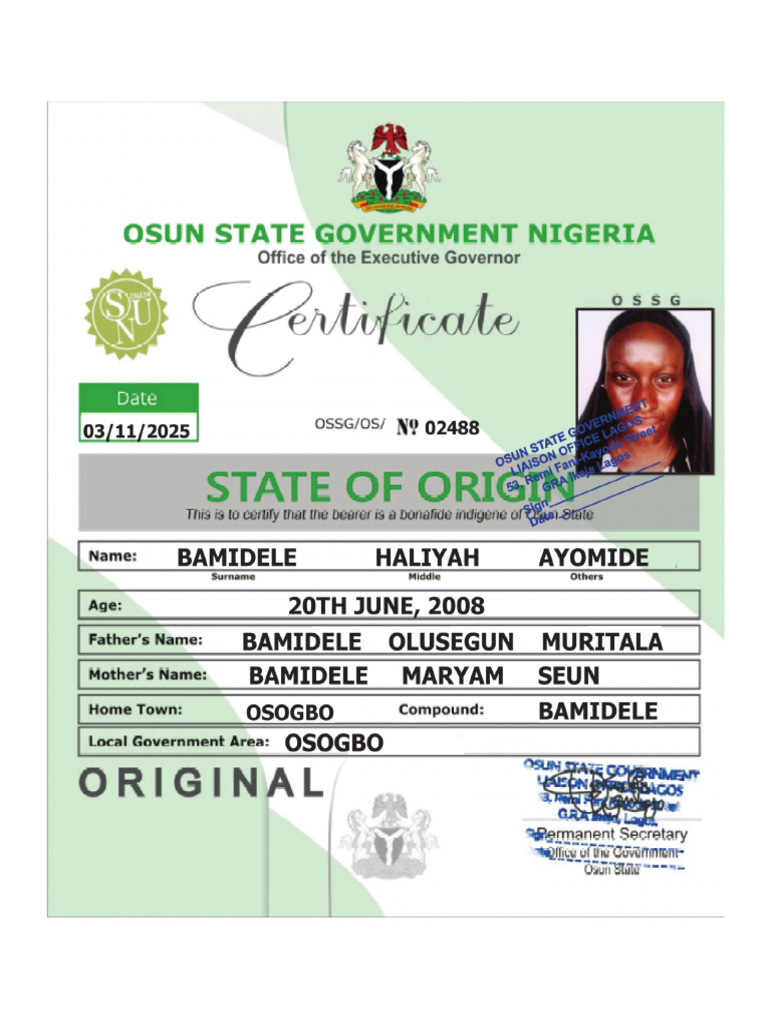 Osun State Certificate | PDF