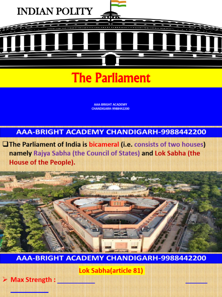Overview of Indian Parliament Structure | PDF | Speaker (Politics ...