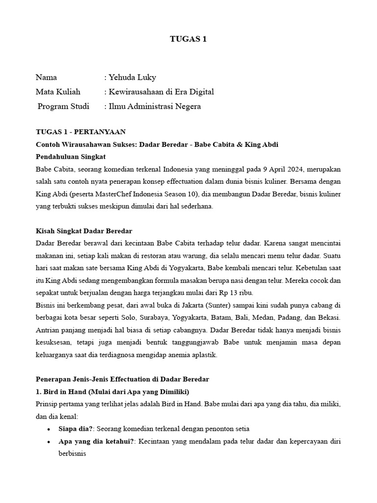 TUGAS 1 Kewirausahaan Di Era Digital | PDF