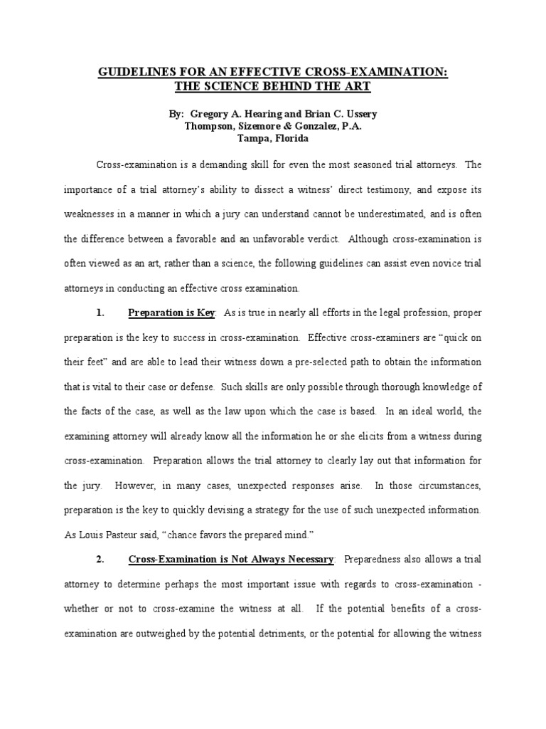 Effective Cross-Examination Guidelines | PDF | Cross Examination | Witness