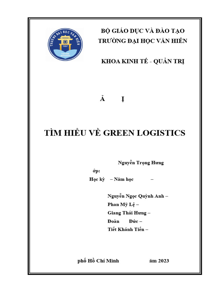 Nhóm 11 - Quản Trị Logistics - Green Logistics | PDF