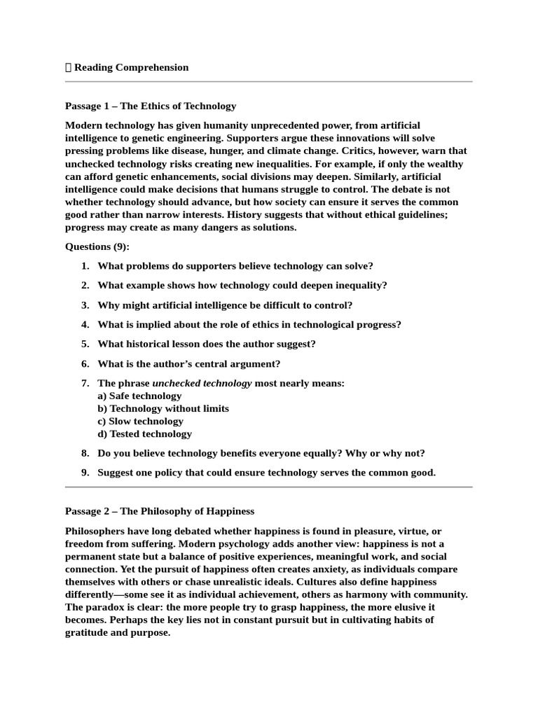 Reading Comprehension 4 - CCC | PDF | Happiness | Science