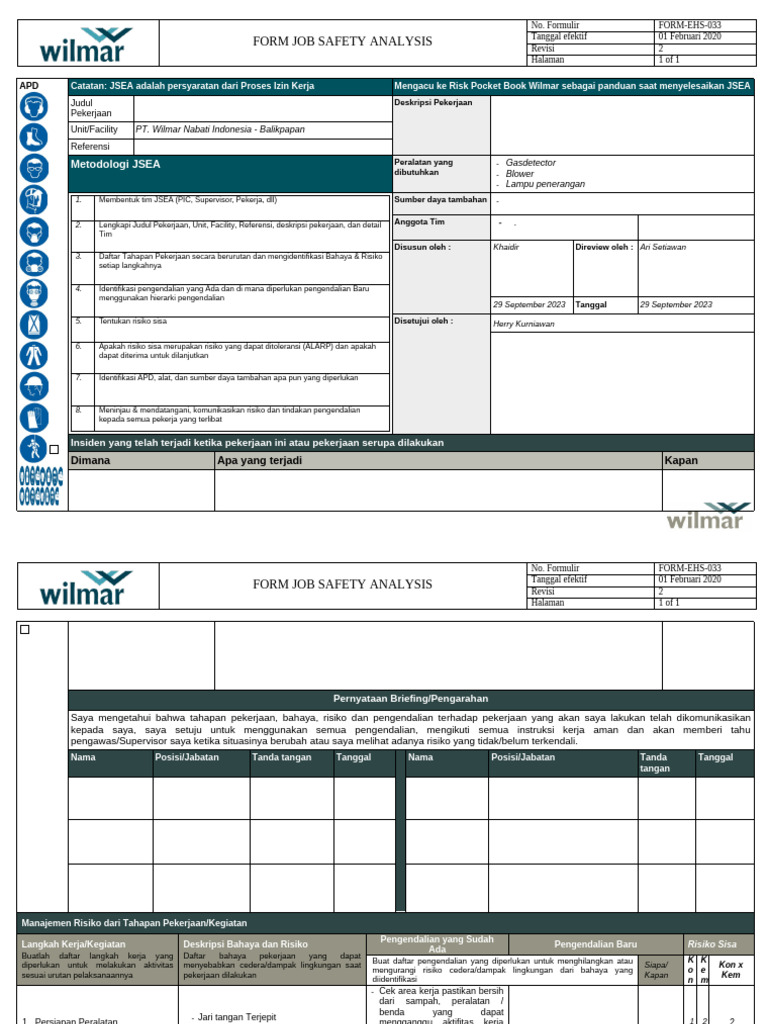 Form JSEA-033 Cleaning Tangki | PDF