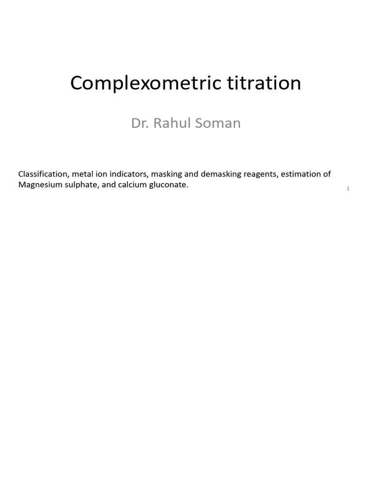 Complexometric Titration Overview | PDF | Coordination Complex | Ligand