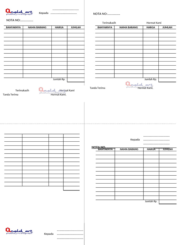Format Nota Terima dan Penghargaan | PDF