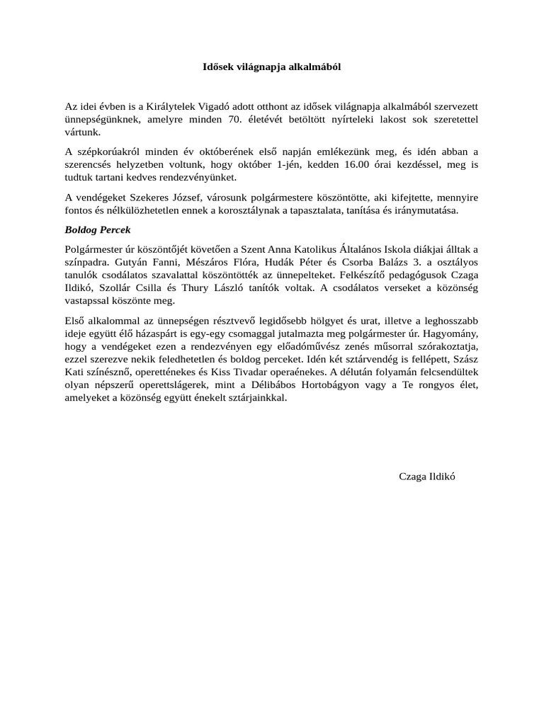 Cikk-Idősek Világnapja | PDF