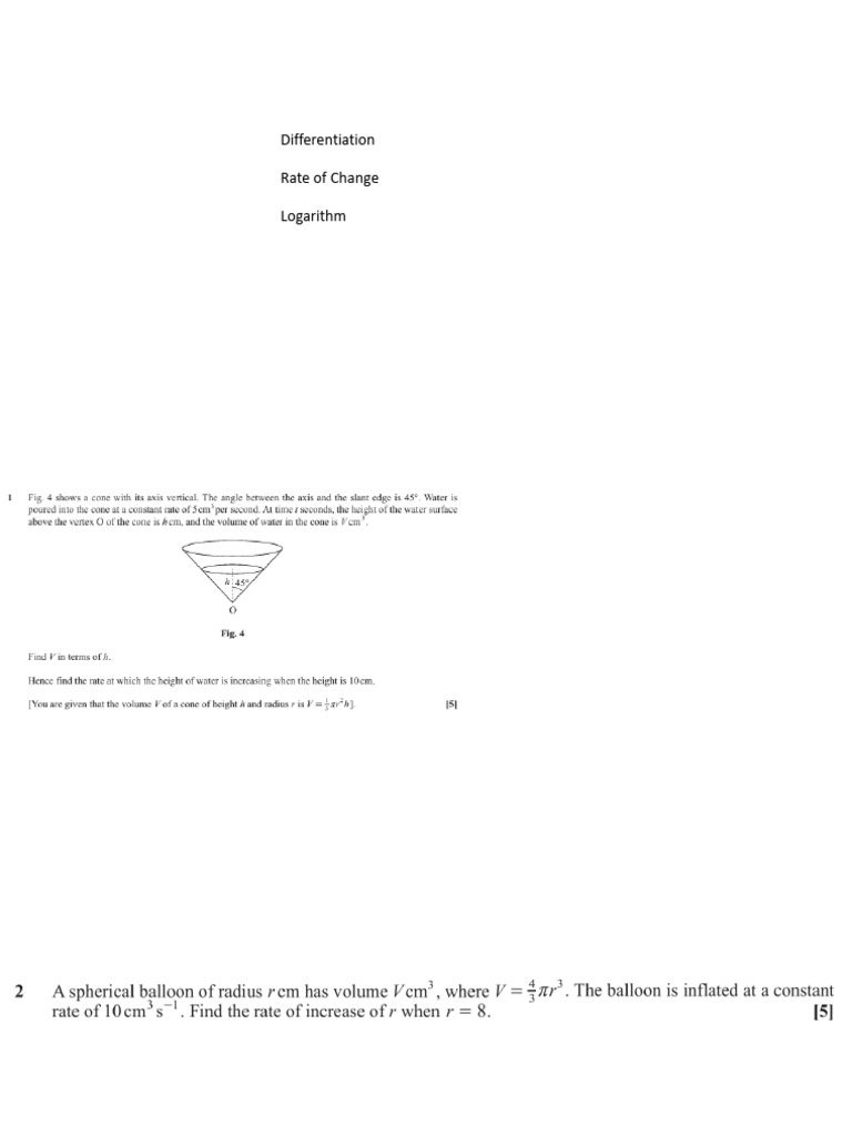 Differentiation Rateofchange Qp Pdf