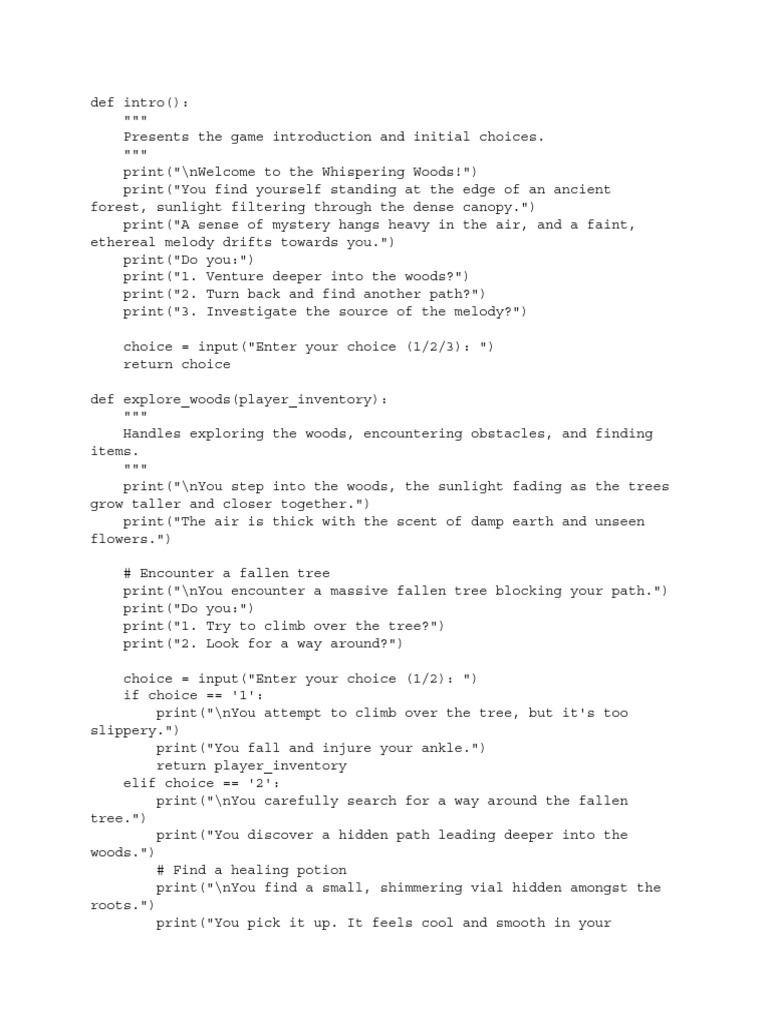 Text-Based Adventure Game For Python Code and Intr... | PDF | Video Games