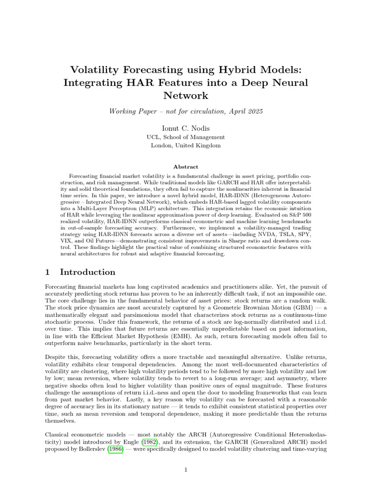 Volatility Forecasting Using Hybrid Models | PDF | Deep Learning ...