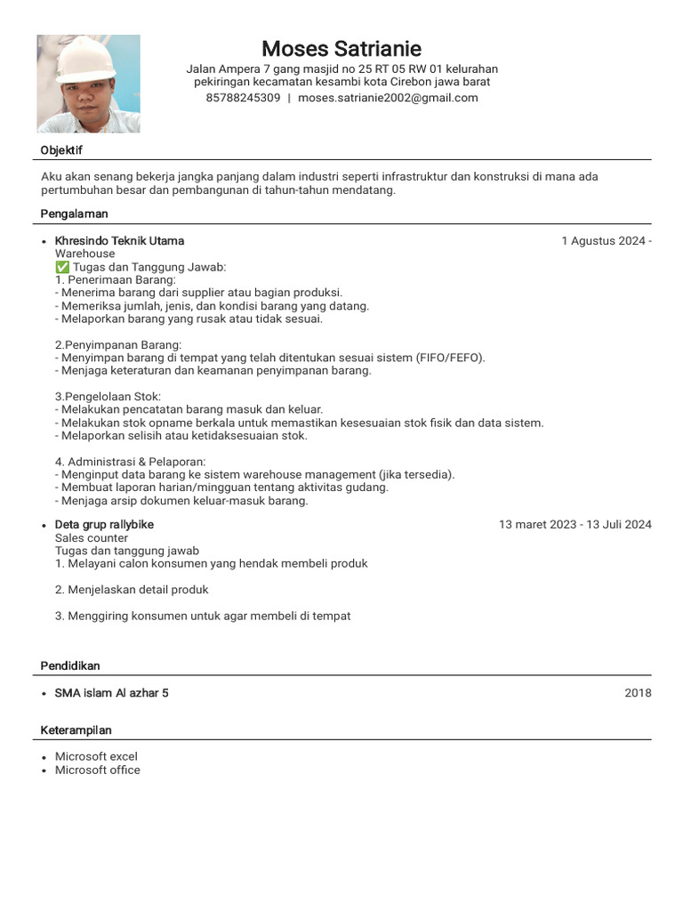 CV Moses Satrianie | PDF