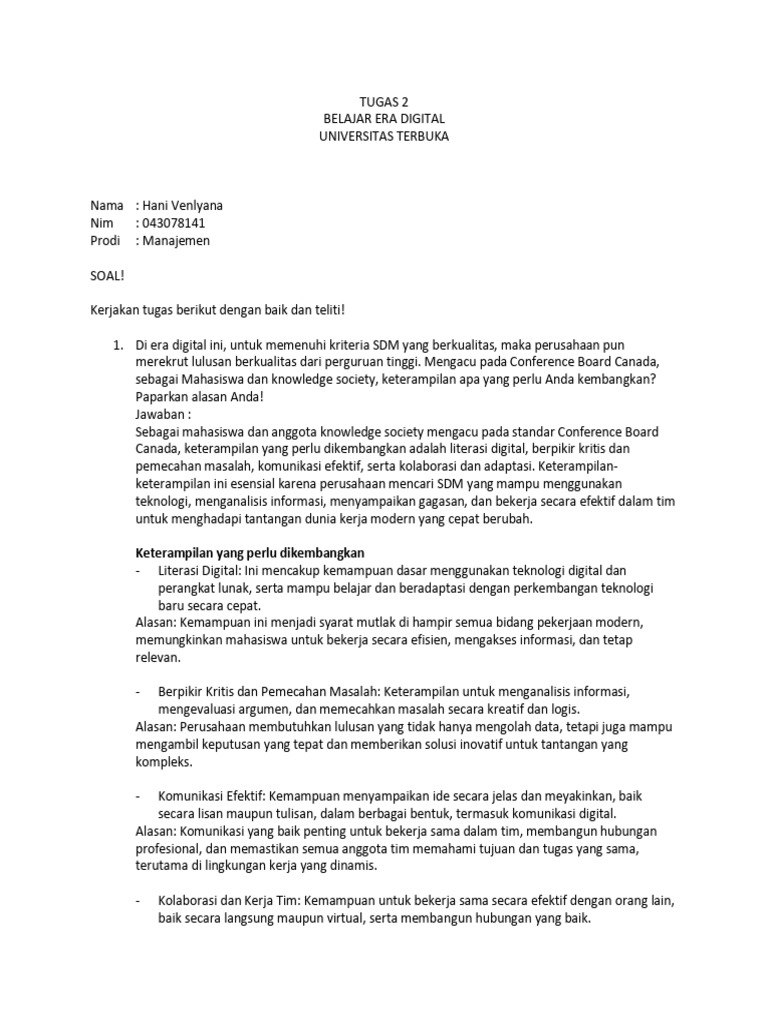 TUGAS 1 Belajar Era Digital | PDF