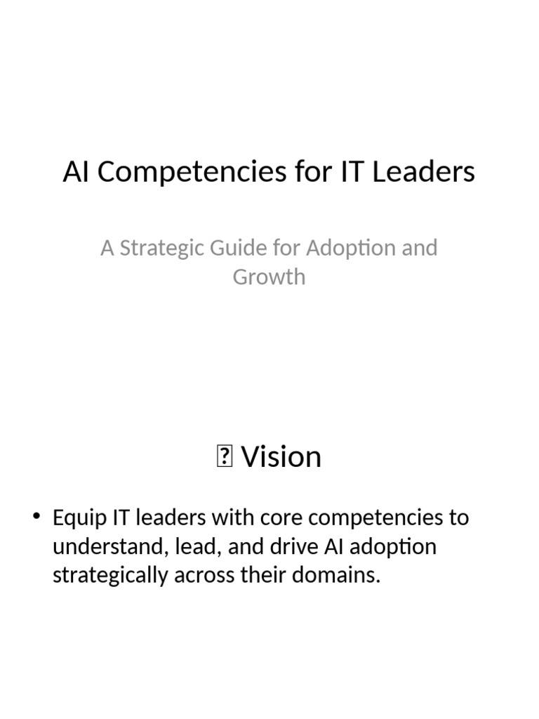 AI Competencies for IT Leaders Guide | PDF