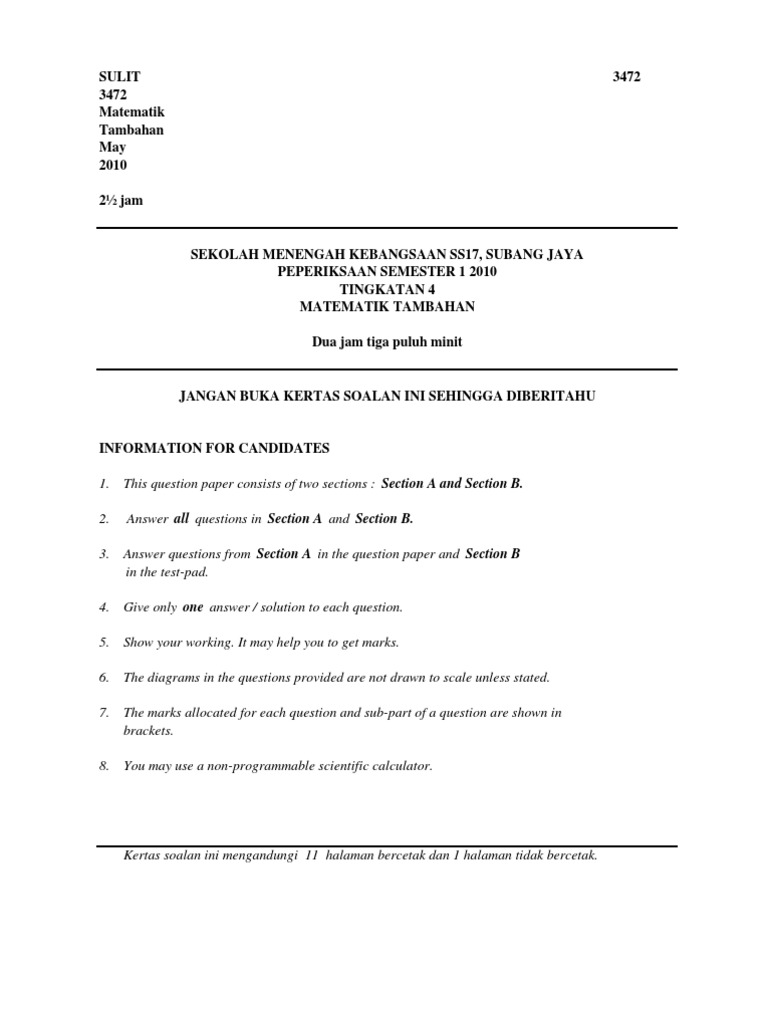 22 Soalan Cuti Terancang Add Maths Ting 4 | PDF | Triangle | Geometry