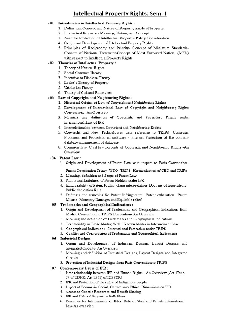 Overview of Intellectual Property Rights | PDF | Intellectual Property ...