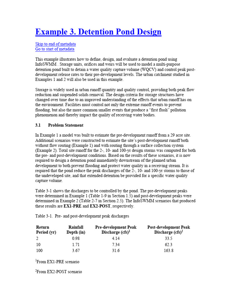 Detention Pond Design Using InfoSWMM | PDF | Discharge (Hydrology ...