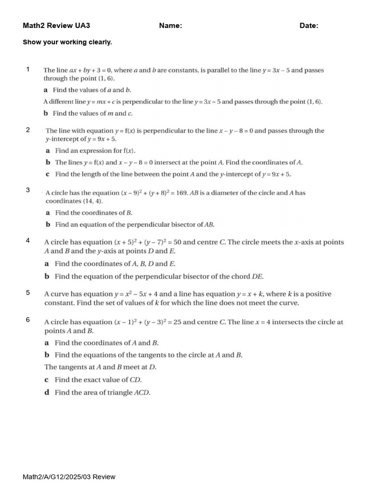 G11 Math2 UA3 Review | PDF