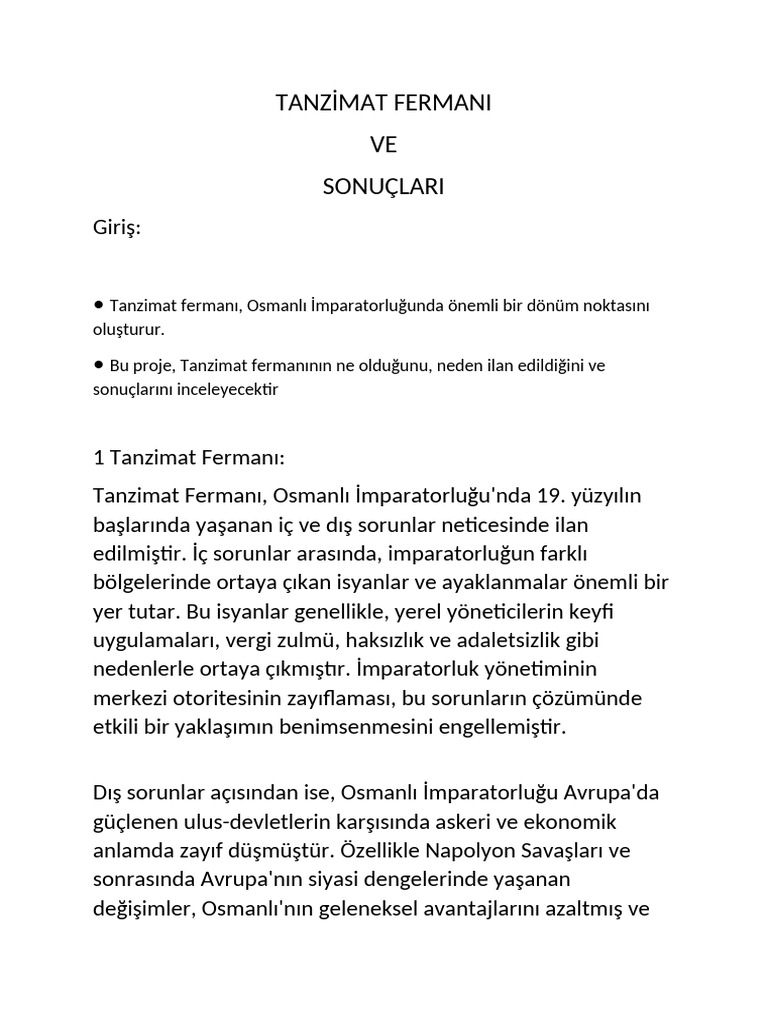TANZİMAT FERMANI - Kopyası | PDF