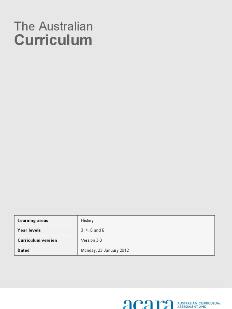 The Australian Curriculum: History - An Overview of the Structure ...