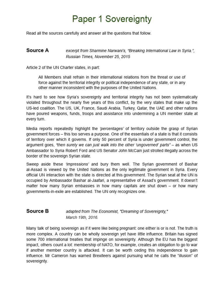 Understanding Sovereignty in Global Context | PDF | Syria | Sovereignty