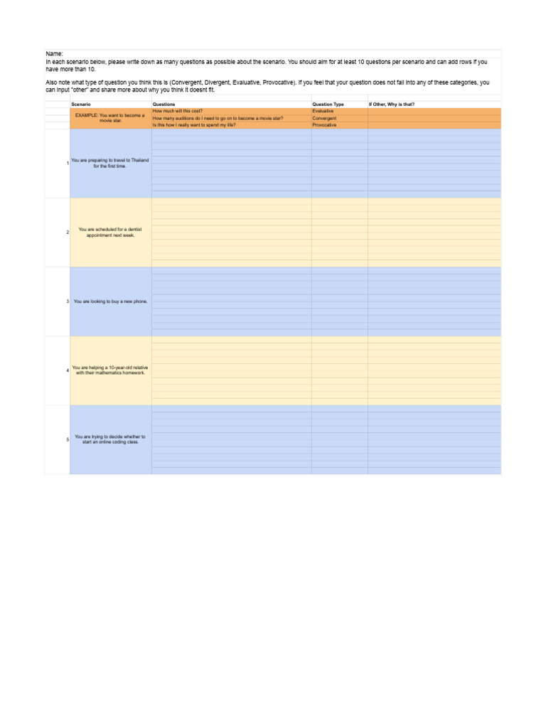 Asking The Right Questions Practice Sheet | PDF