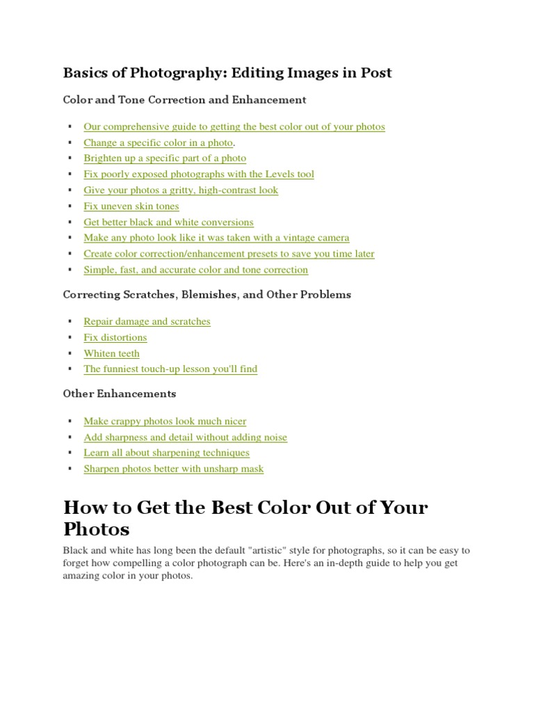 Basics of Photography | PDF | Adobe Photoshop | Color