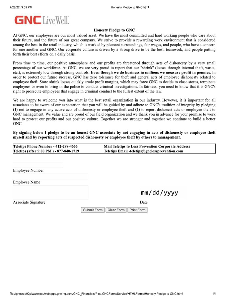 Retail - Honest Pledge | PDF