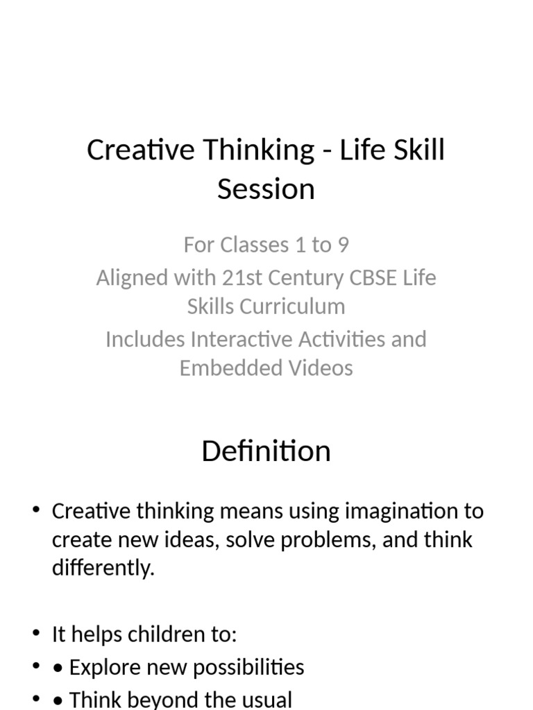 Creative Thinking Activities for Kids | PDF