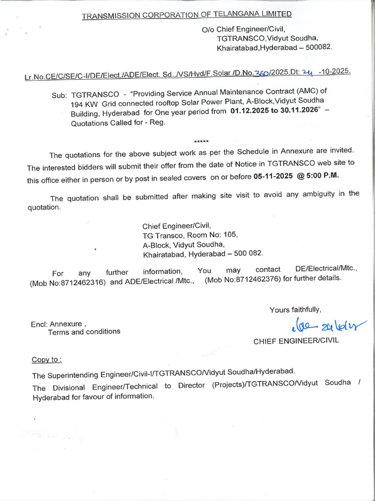 Tender Notice - AMC 194kW Solar Power Plant - 24.10.2025 | PDF