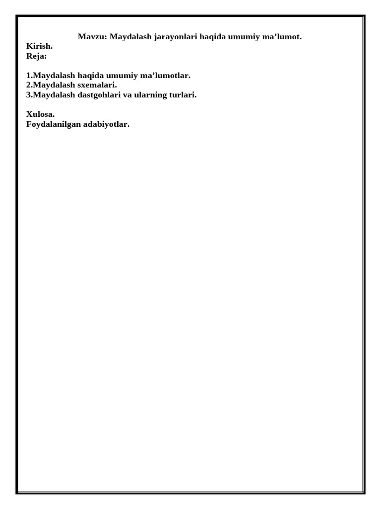 Maydalash Haqida Umumiy Ma'Lumotlar | PDF