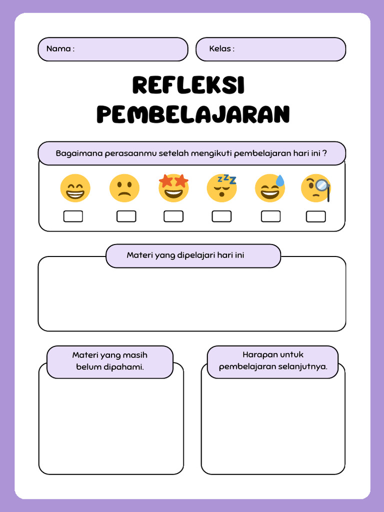 Refleksi Pembelajaran Siswa Hari Ini | PDF