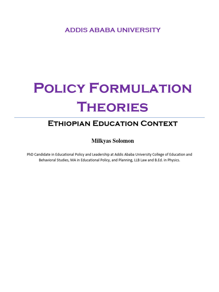 Policy Formulation Theories in Ethiopian | PDF | System | Science