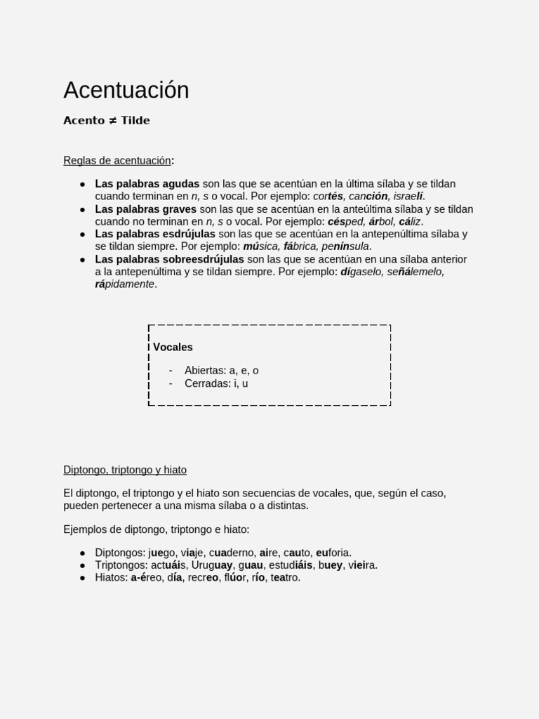 Reglas de Acentuación y Tilde Diacrítica | PDF
