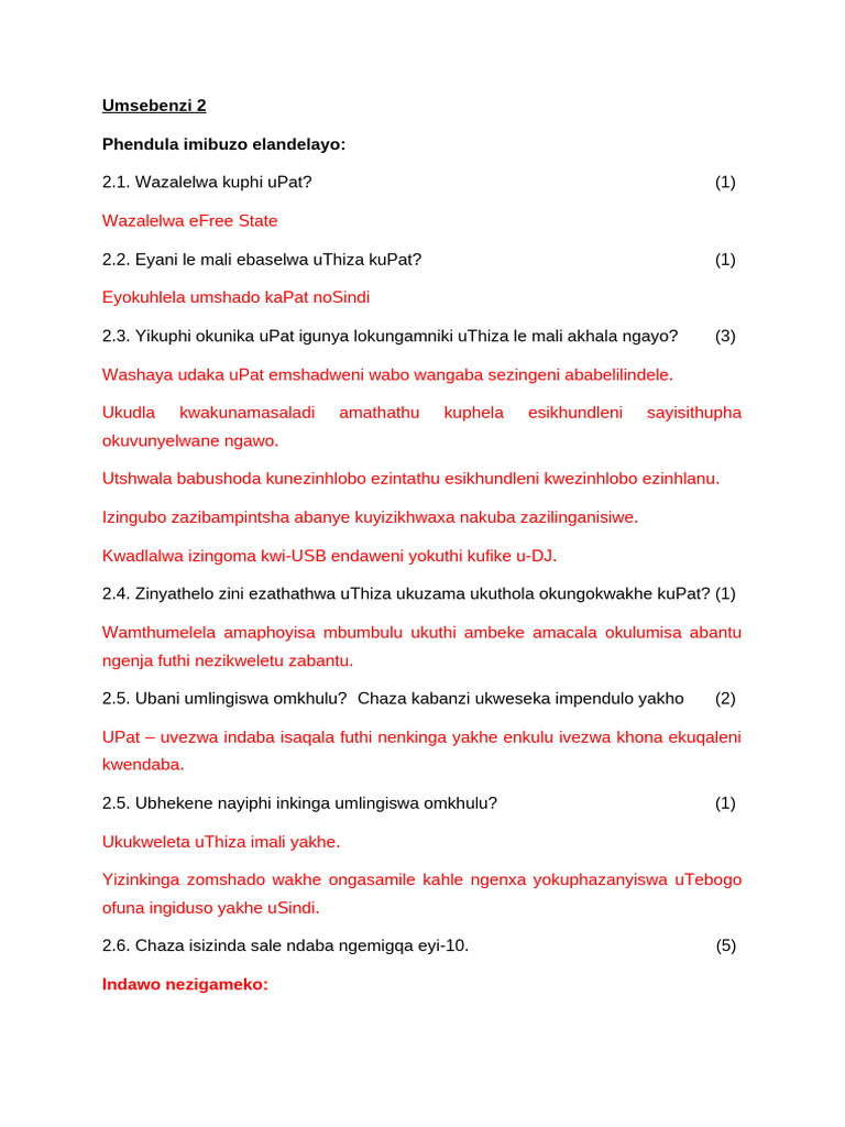Amanyal'enyoka Grade 11 Analysis | PDF