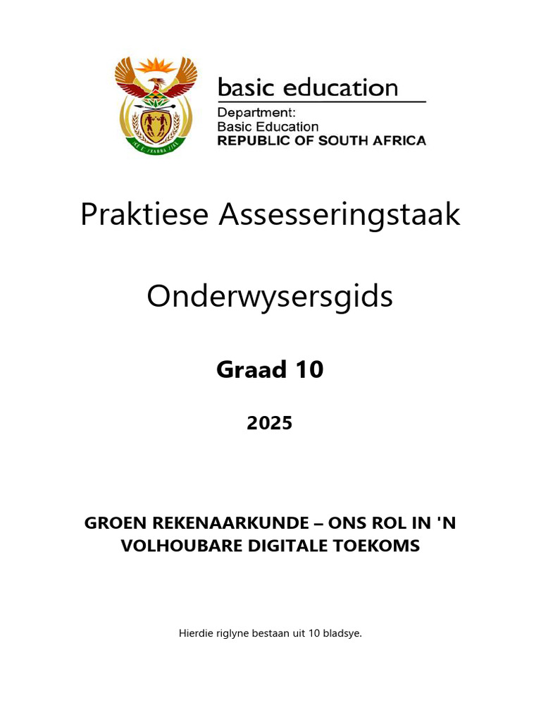2025 RTT PAT Graad 10 Onderwysergids | PDF