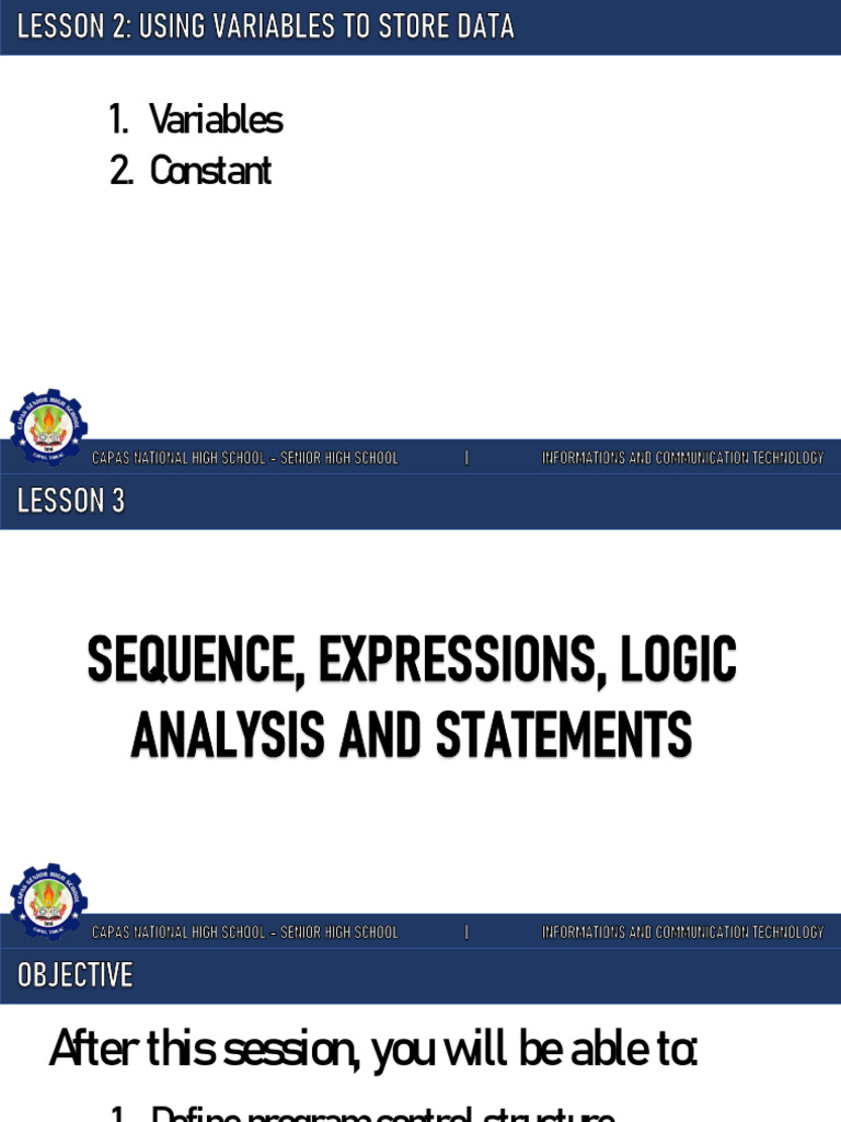 Lesson 3 - Expressions, Logic Analysis | PDF