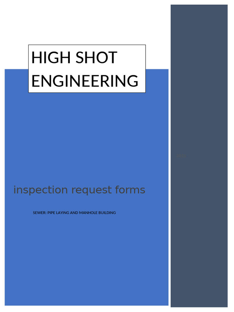 Sewer Inspection Request Form 2025 | PDF