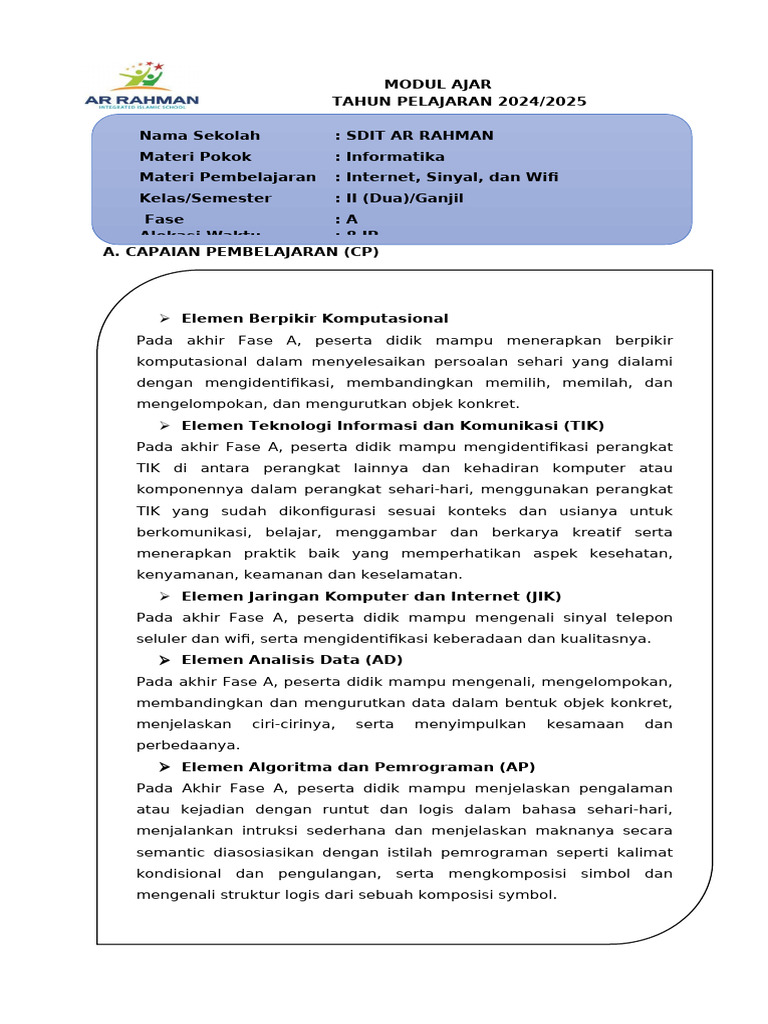 Modul Ajar Bab 3 Tik | PDF