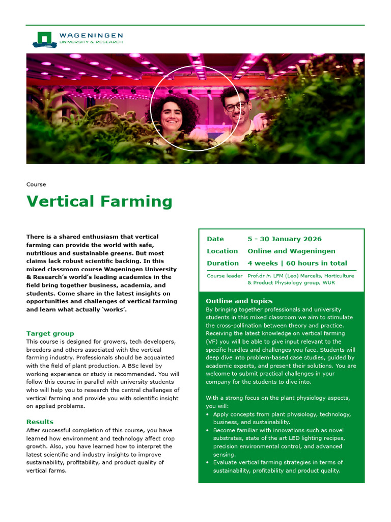 Vertical Farming Course Insights 2026 | PDF | Agriculture